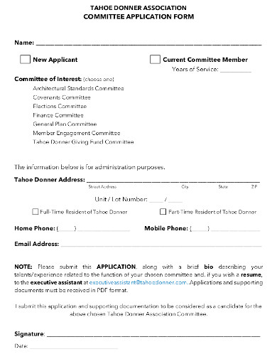 FREE 10+ Committee Application Form Templates in PDF | MS Word