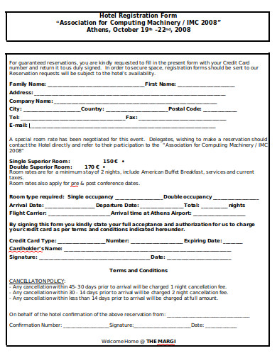 12+ Hotel Registration Form Templates in MS Word