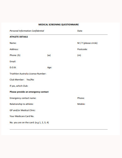 16+ Medical Screening Questionnaire Templates in PDF | Microsoft Word