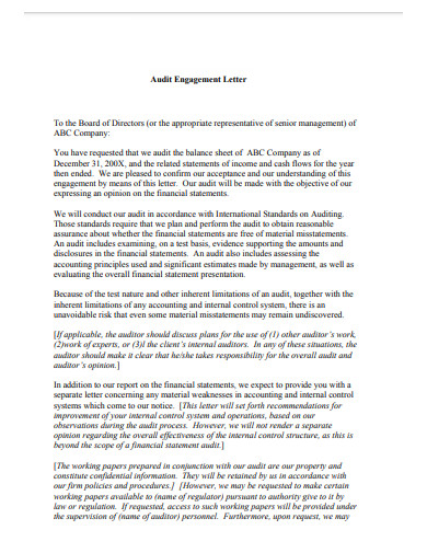 10+ Audit Engagement Letter Templates in PDF | MS Word