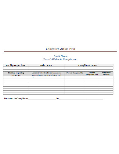 11+ Audit Corrective Action Plan Templates in MS Word| Excel | PDF