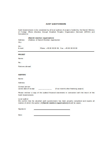 24+ Audit Questionnaire Templates - PDF, DOC