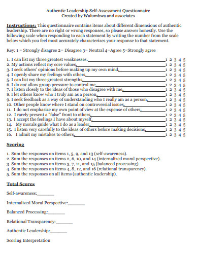 9+ Leadership Assessment Questionnaire Templates in PDF