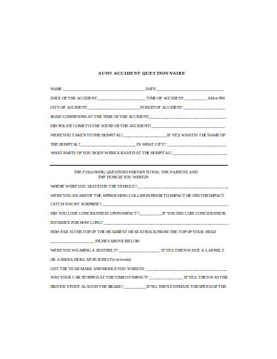 21+ Accident Questionnaire Templates in PDF | DOC