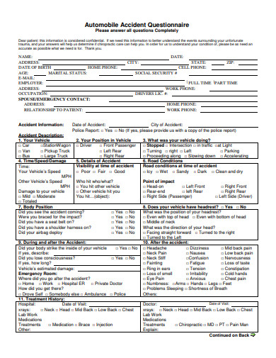 21+ Accident Questionnaire Templates in PDF | DOC