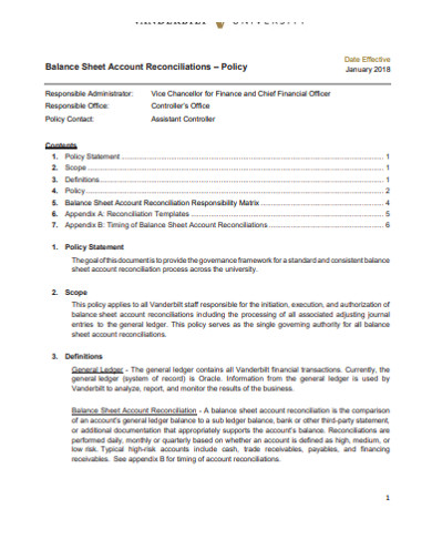 9 Balance Sheet Reconciliation Templates In PDF 9 Balance Sheet Reconciliation Templates In PDF