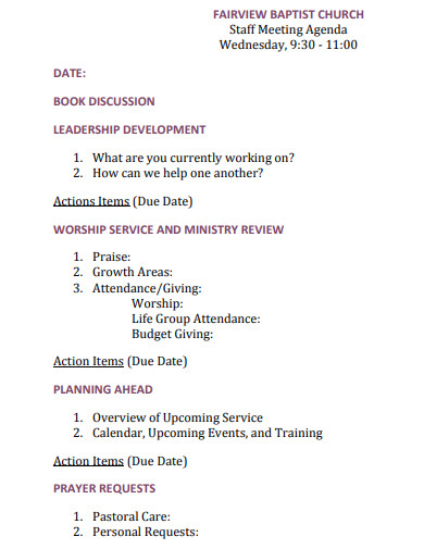 10+ Church Meeting Agenda Templates in PDF | DOC