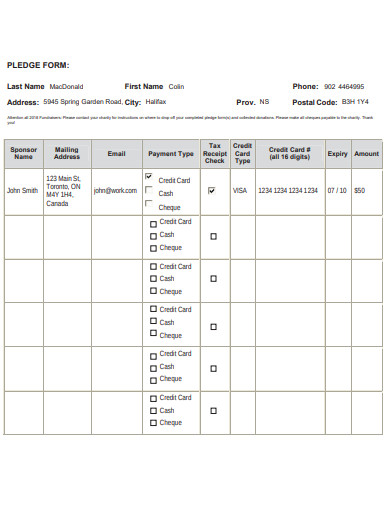 10+ Charity Pledge Form Templates in PDF | DOC