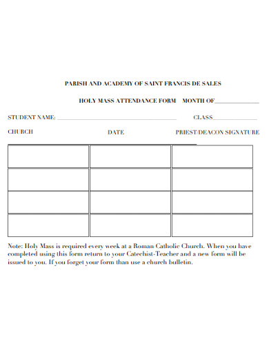 8+ Church Attendance Sheet Templates in PDF | DOC