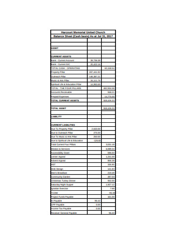 10+ Church Balance Sheet Templates in PDF | DOC