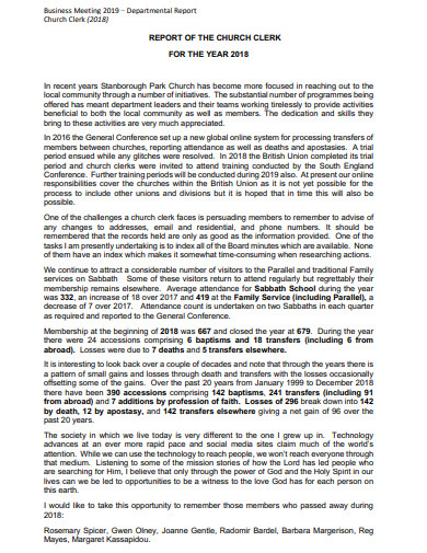 8+ Church Departmental Report Templates in PDF