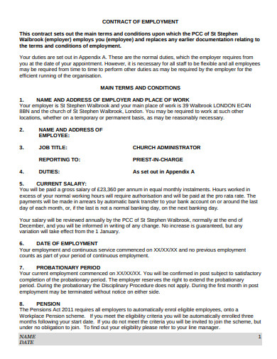 5+ Church Employment Contract Templates in PDF | DOC
