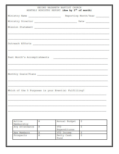 11+ Church Monthly Report Templates in PDF | DOC