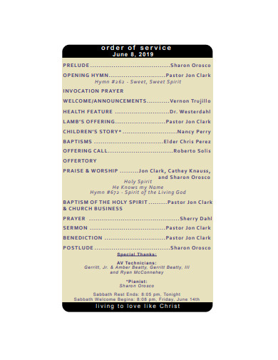 11+ Church Service Order Templates in PDF | DOC