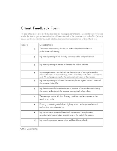 Counseling Feedback Form For Therapists Fillable Feedback 