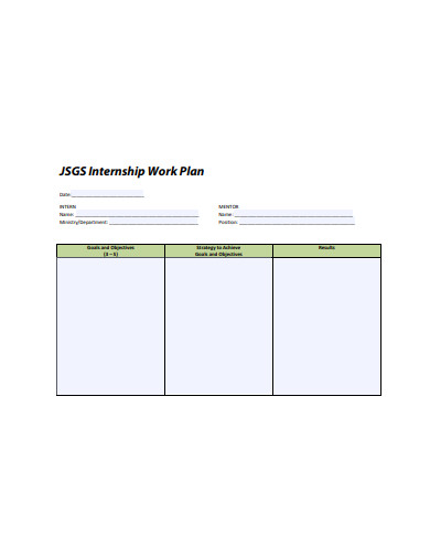 9+ Internship Work Plan Templates in PDF | DOC