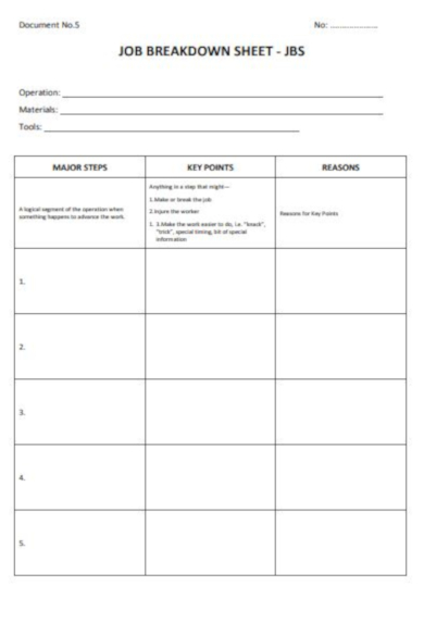 10+ Job Breakdown Sheet Templates - PDF