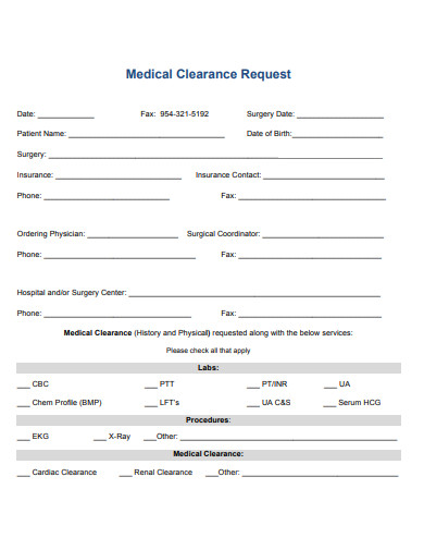 8+ Medical Clearance Request Form Templates in PDF