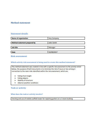 23+ Simple Method Statement Templates - PDF, DOC