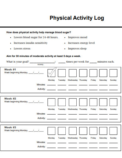 10 Free Physical Activity Log Templates In PDF XLS