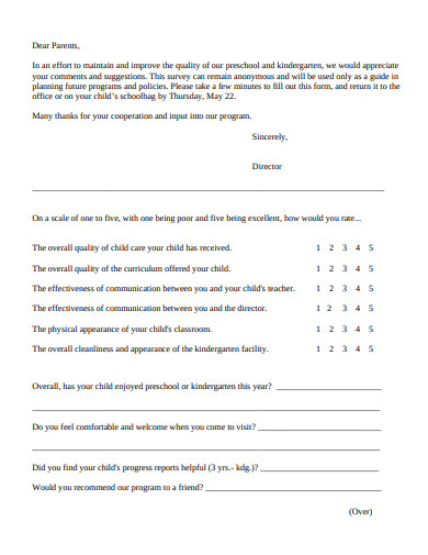 10+ Preschool Parent Survey Templates in PDF | DOC