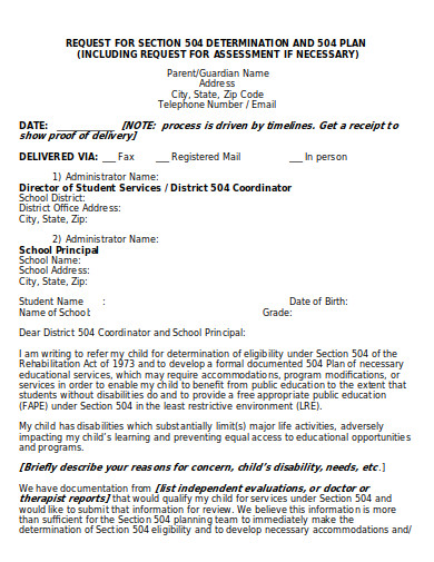 11+ School 504 Plan Templates in PDF | DOC