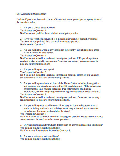 15+ Self Assessment Questionnaire Templates in PDF | DOC