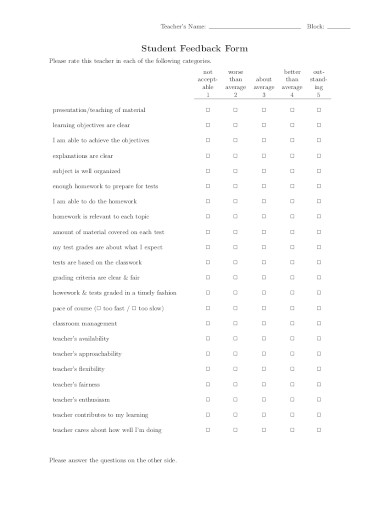 22+ Student Feedback Form Templates in PDF | DOC
