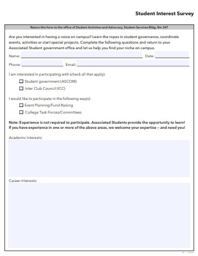 16+ Student Interest Survey Templates in PDF | DOC