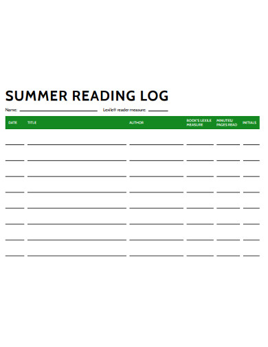 FREE 13+ Summer Reading Log Templates in PDF | MS Word