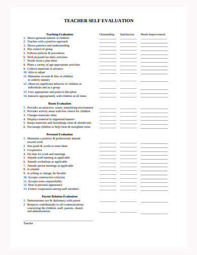 11+ Teacher Self Evaluation Templates in DOC | PDF