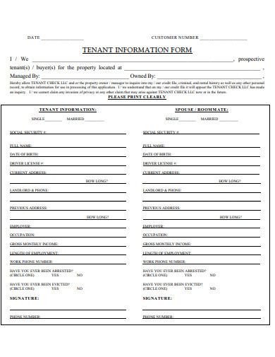19+ Tenant Information Form Templates in PDF | DOC