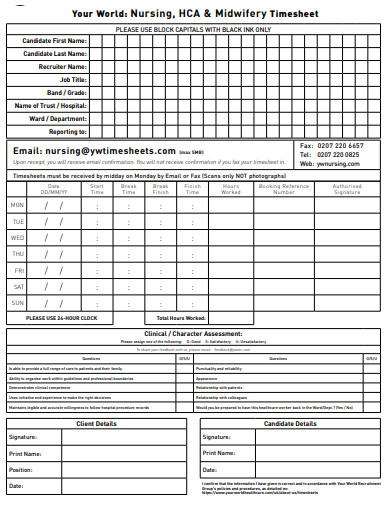 9+ Nursing Timesheet Templates in PDF | DOC | XLS