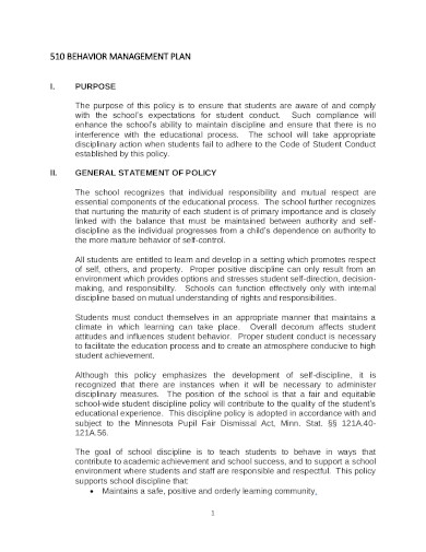 17+ Behaviour Management Plan Templates in PDF | DOC