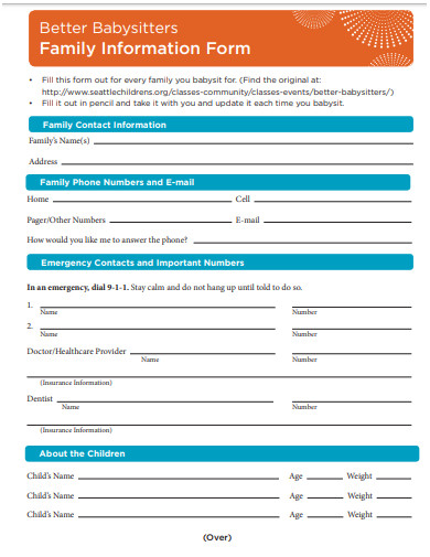 10+ Babysitter Form Templates in PDF | DOC