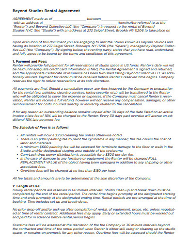 24+ Studio Rental Agreement Templates in PDF