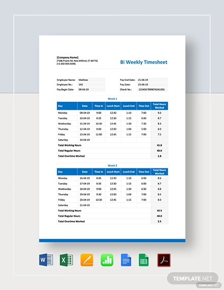 28+ Weekly Timesheet Templates – Free Sample, Example Format Download