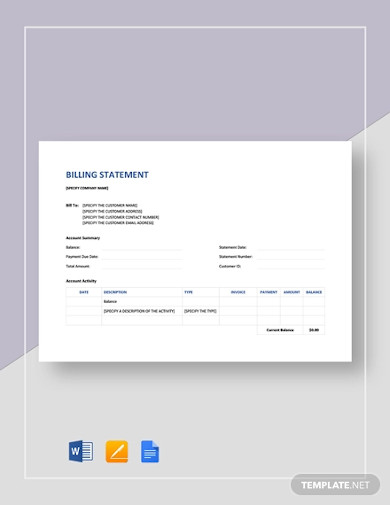 17+ Billing Statement Templates in Google Docs | Google Sheets | Word ...