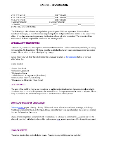 10+ Parent Handbook Templates in PDF | DOC