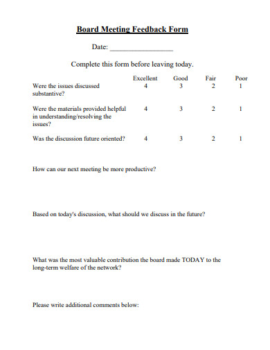 FREE 20+ Meeting Feedback Form Templates in PDF | MS Word