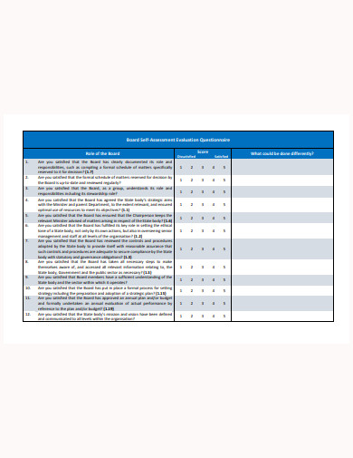 5+ Board Self-Evaluation Questionnaire Templates in PDF | DOC