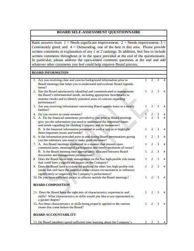 15+ Self Assessment Questionnaire Templates in PDF | DOC