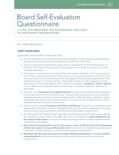 4+ Board Evaluation Questionnaire Templates in PDF