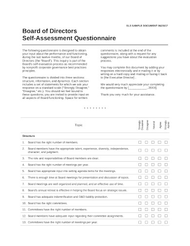 4+ Board Evaluation Questionnaire Templates in PDF