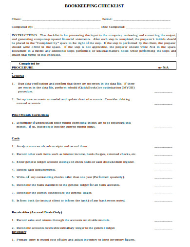 14+ Bookkeeping Checklist Templates in PDF | DOC