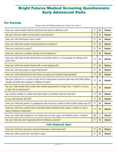 16+ Medical Screening Questionnaire Templates in PDF | Microsoft Word