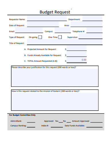 20 Budget Request Form Templates In PDF DOC