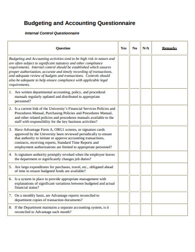 19+ Accounting Questionnaire Templates in PDF | Microsoft Word