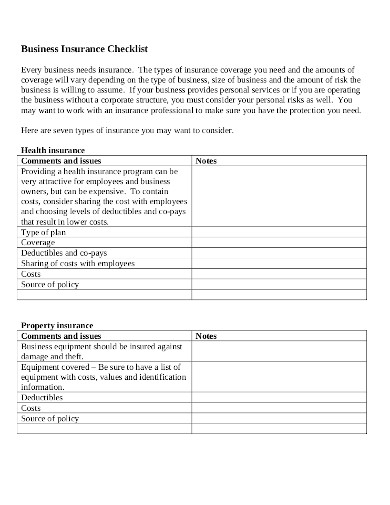 10+ Insurance Liability Checklist Templates in PDF | Word