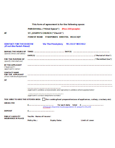 10+ Church Hall Hire Agreement Templates in PDF | DOC